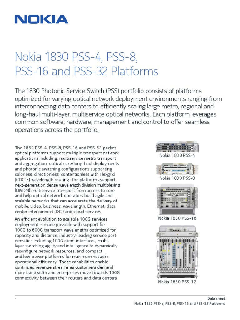 DT Nokia 1830 PSS-32 | Wavelength Division Multiplexing | Computer Network