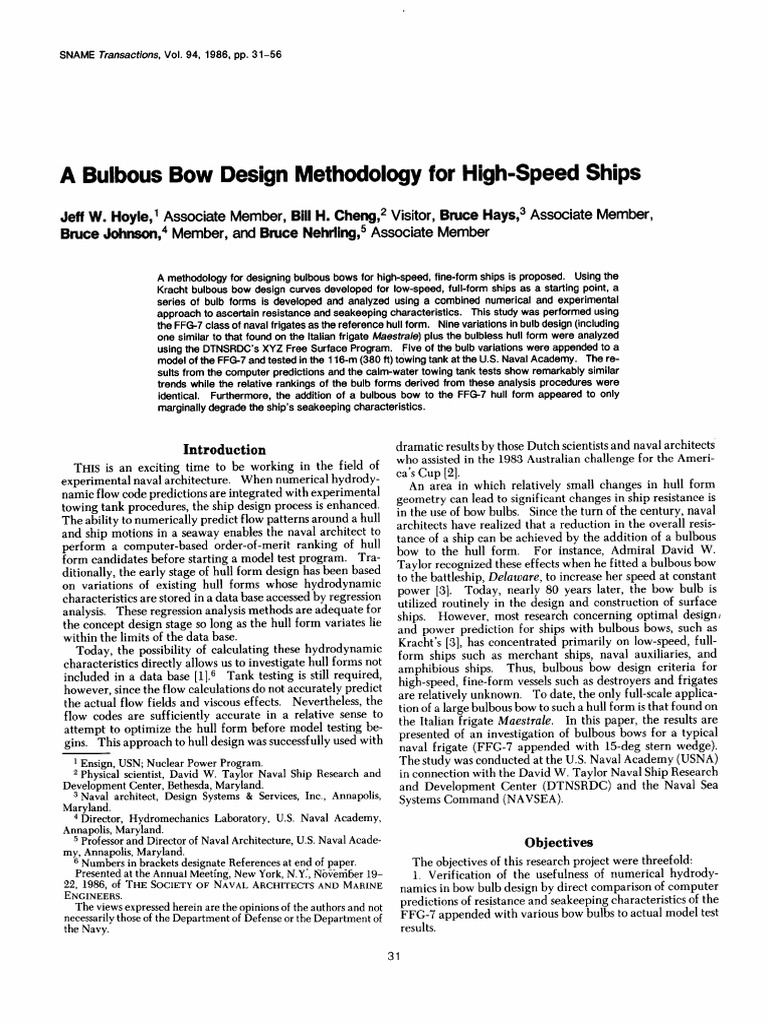 A Bulbous Bow Design Methodology For High-Speed Ships PDF | PDF | Naval ...