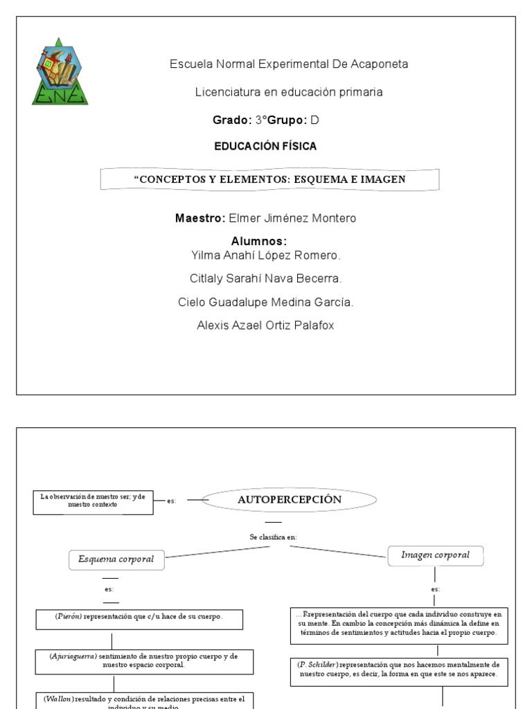 Mapa Conceptual ESQUEMA E IMAGEN CORPORAL | PDF | Percepción | Sistema ...