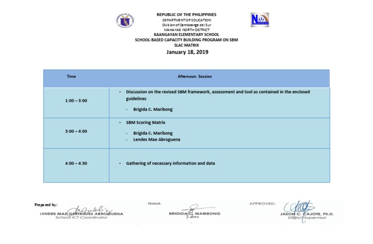 January 18, 2019: Kaangayan Elementary School School-Based Capacity ...