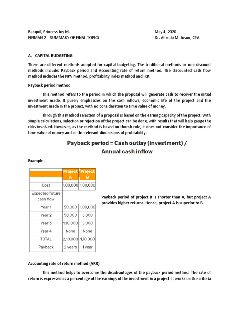 Summary of Final Topics | PDF | Dividend | Net Present Value