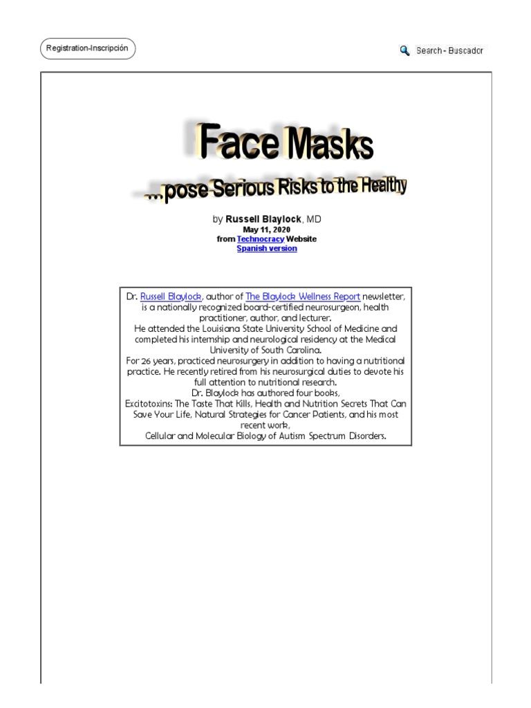 Registration-Inscripción: The Dangers of Wearing Face Masks | PDF ...