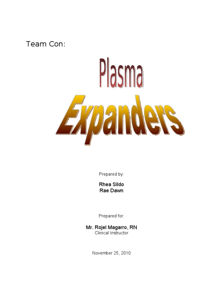 Plasma Expanders | PDF | Shock (Circulatory) | Colloid