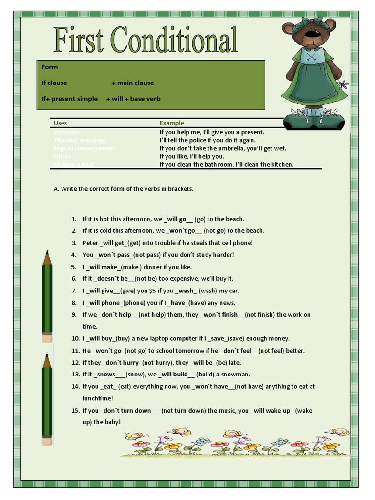 Form If Clause + Main Clause If+ Present Simple + Will + Base Verb | PDF
