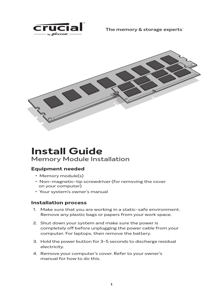 Install Guide: Memory Module Installation | PDF | Computer Engineering ...