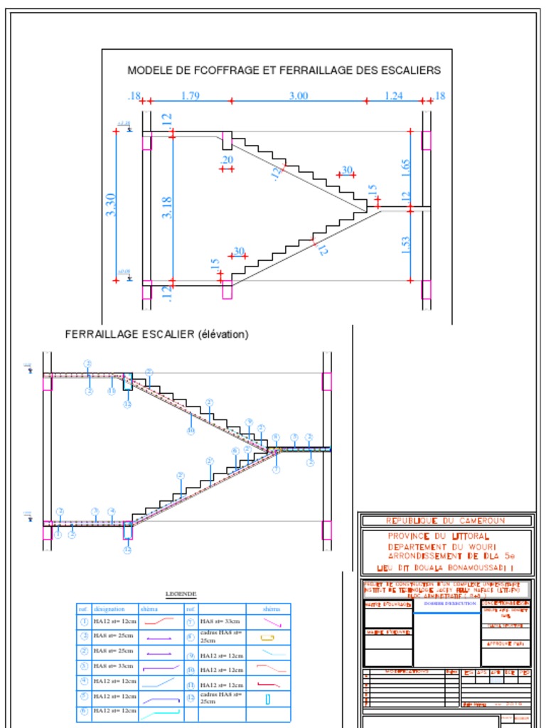 Modele de Fcoffrage Et Ferraillage Des Escaliers: Legende | PDF