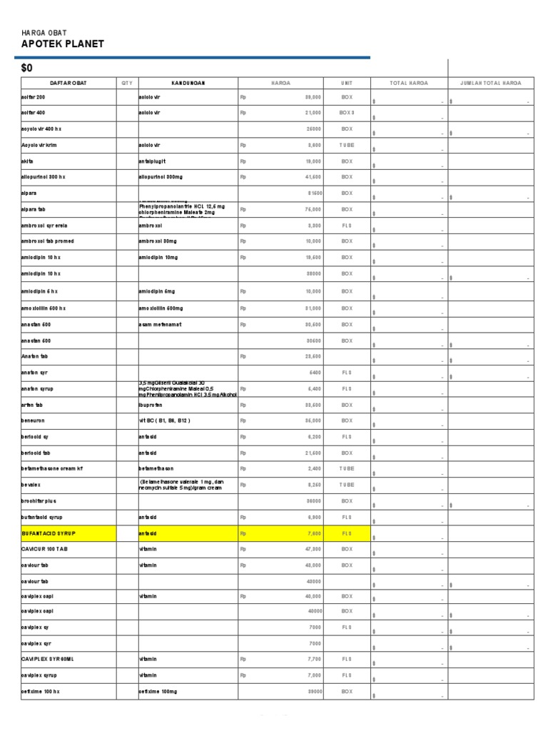 Daftar Harga Obat Pdf Pharmacy World Health Organization