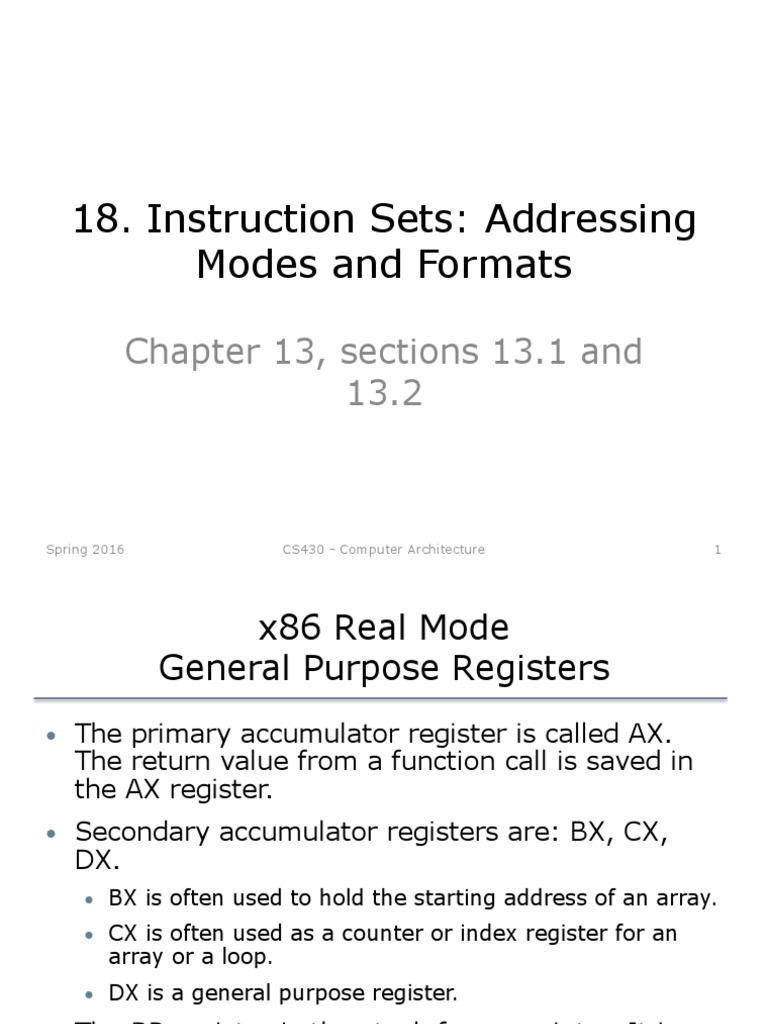 Instruction Sets: Addressing Modes and Formats | Download Free PDF | Computer Programming ...