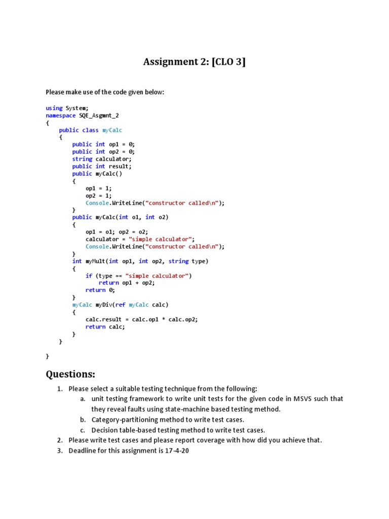 Assignment 2: (CLO 3) : Please Make Use of The Code Given Below | PDF