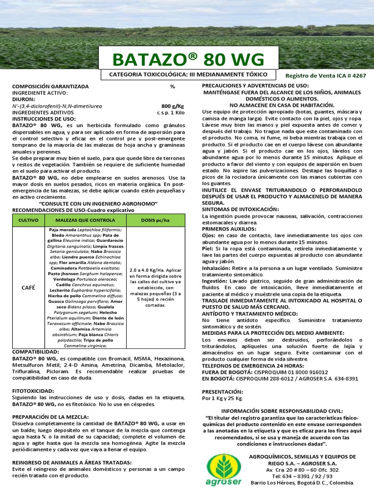 Batazo 80 WG | PDF | Plantas | Agua