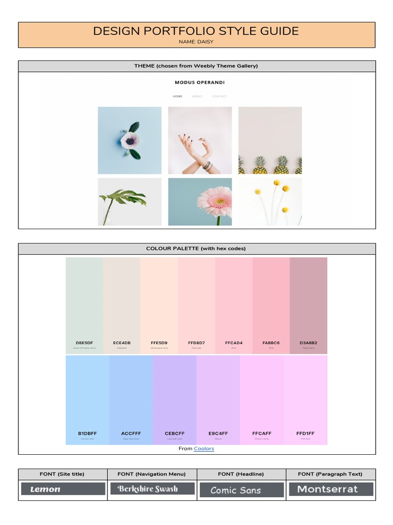 Daisy-Portfolio Style Guide Example | PDF | Graphic Design | Text