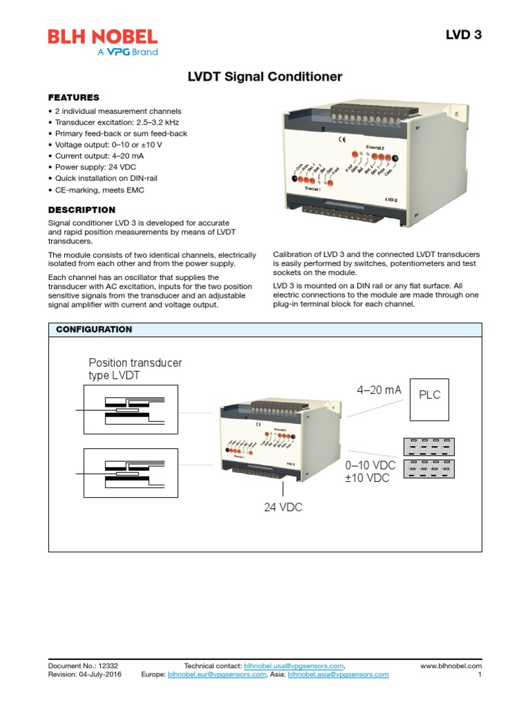 LVD 3 LVDT Signal Conditioner LVDT Signal Conditioner: Features | PDF ...