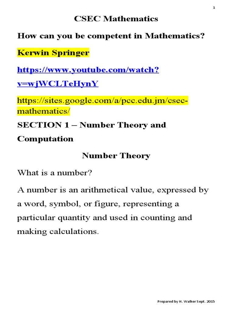 Section 1 - Number Theory and Computation | PDF | Fraction (Mathematics ...