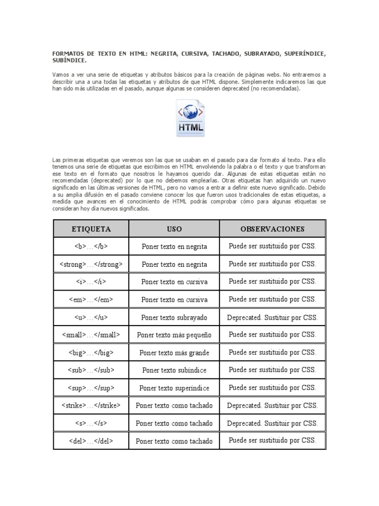 Formatos de Texto en HTML | PDF | HTML | Hojas de estilo en cascada