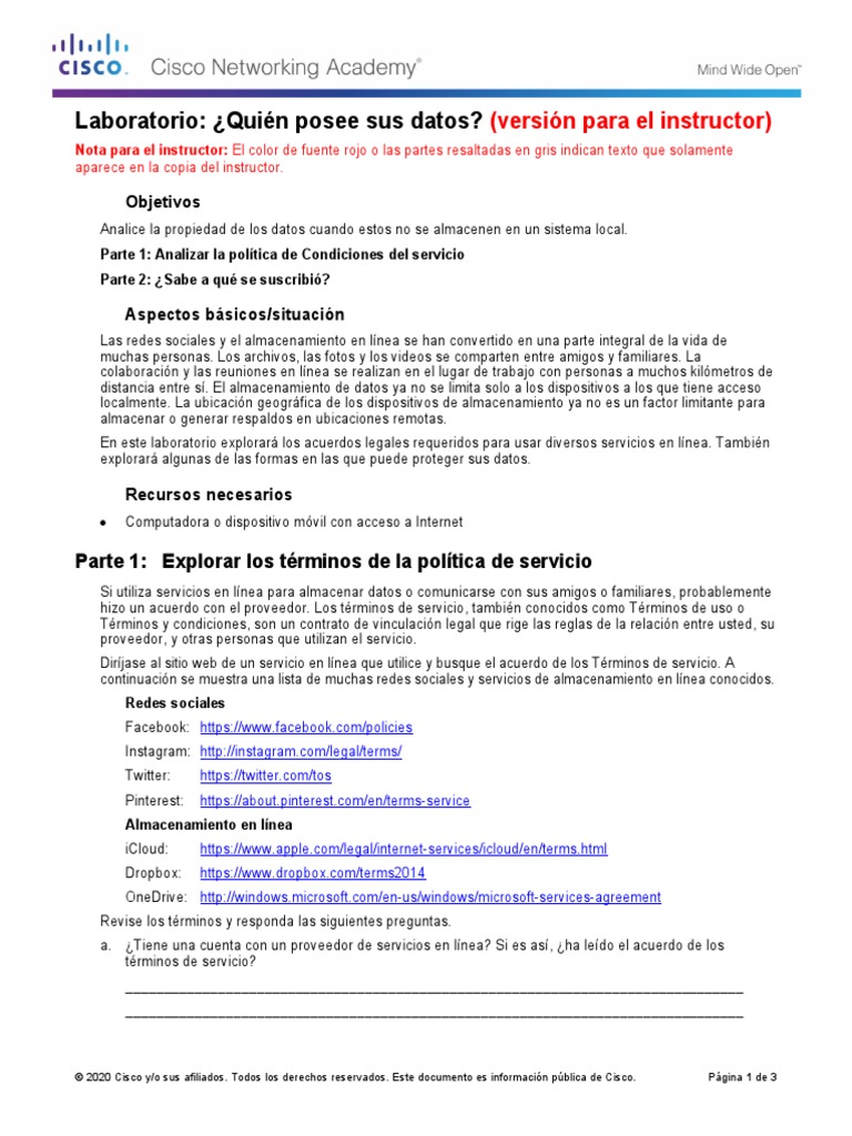 3.1.2.5 Lab - Who Owns Your Data - ILM | PDF | Privacidad en internet ...