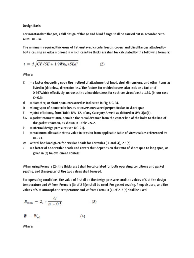 Flange Design Requirements per ASME UG-34 | PDF