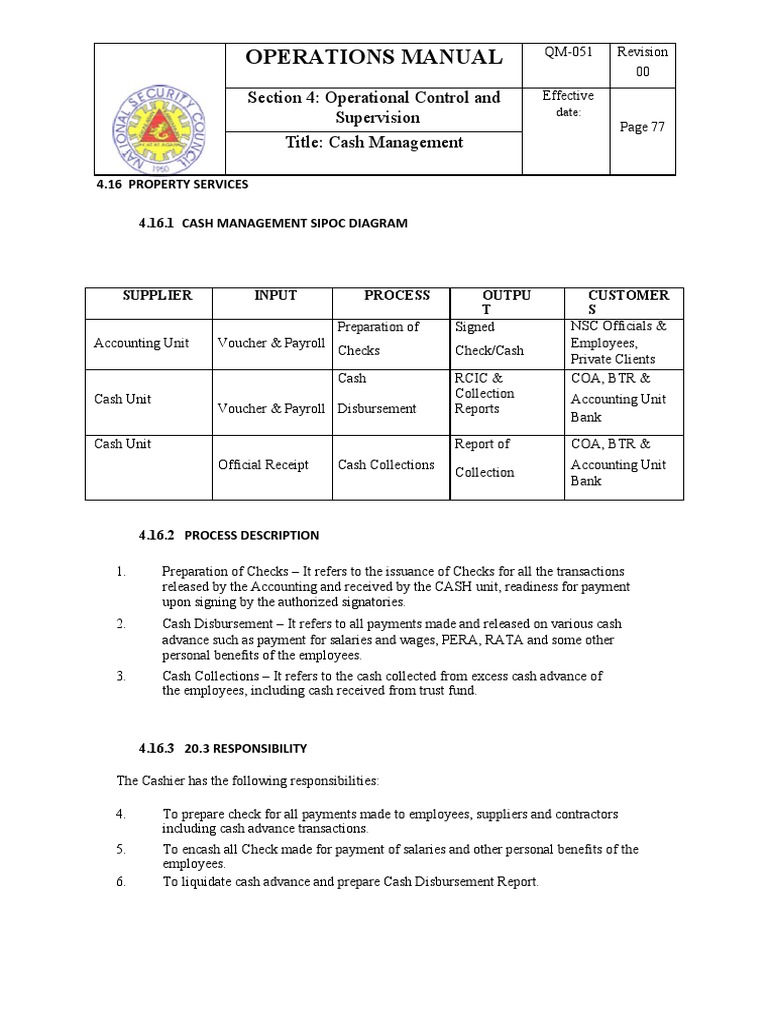Operations Manual: Section 4: Operational Control and Supervision Title ...