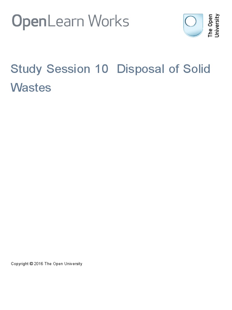 Learn Works: Study Session 10 Disposal of Solid Wastes | PDF | Landfill ...