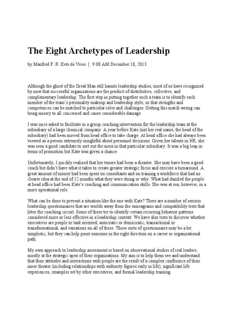 The Eight Archetypes of Leadership | PDF | Leadership | Psychological ...