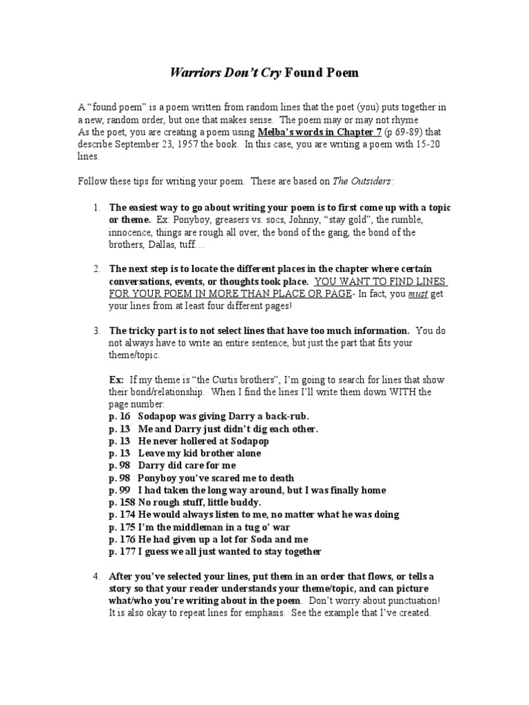 Found Poem from Warriors Don’t Cry | PDF