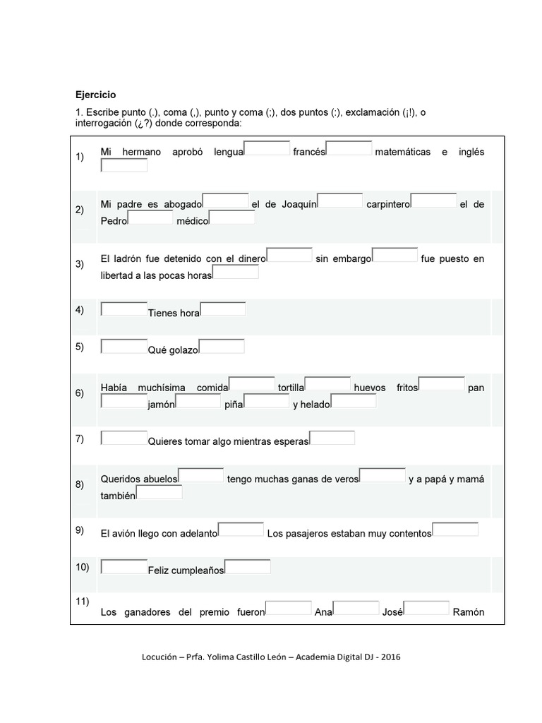 Ejercicios de Puntuación para Niños | PDF