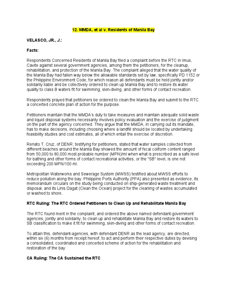 12 MMDA Vs Residents of Manila Bay 25 AP Vs Pennswell Inc | PDF | Trade ...