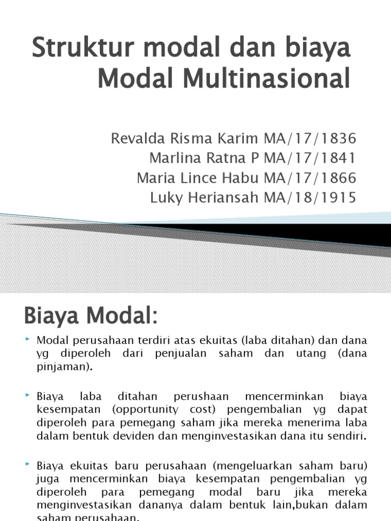 Struktur Modal Dan Biaya Modal Multinasional | PDF | Pengelolaan ...