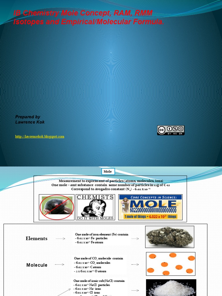 IB Chemistry Mole Concept, RAM, RMM Isotopes and Empirical/Molecular ...
