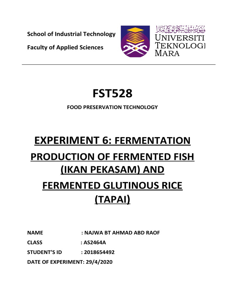 Fermentation of Fish and Glutinous Rice | PDF | Fermentation | Food And ...