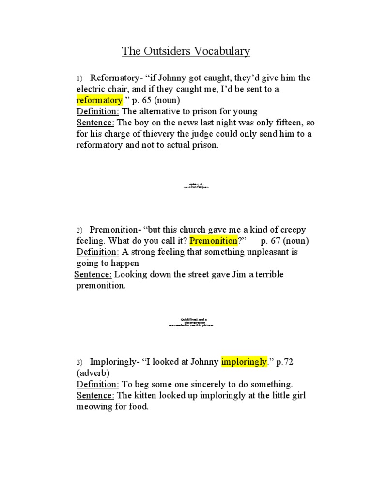 The Outsiders Vocabulary 2 | PDF | Morphology | Onomastics