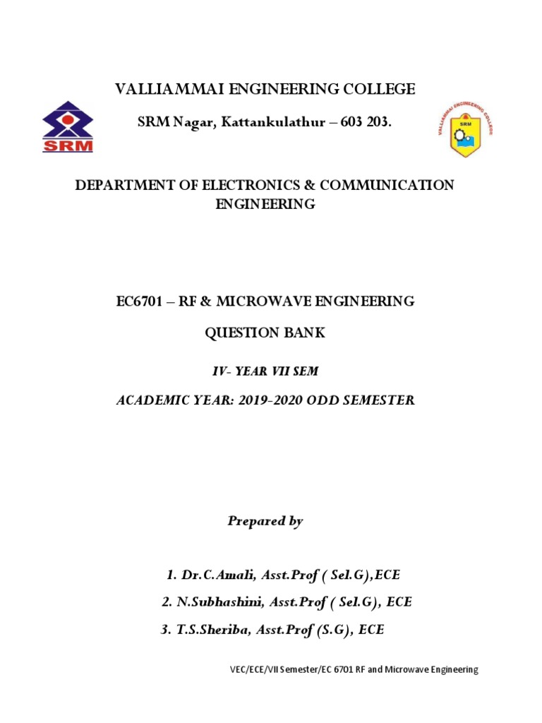 EC6701-RF and Microwave Engineering PDF | PDF | Amplifier | Microwave