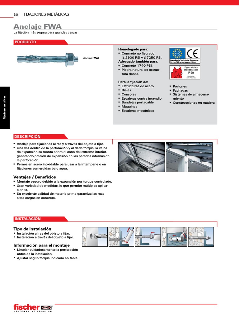 Pernos Anclajes Fischer PDF | PDF | Construyendo tecnología | Hormigón
