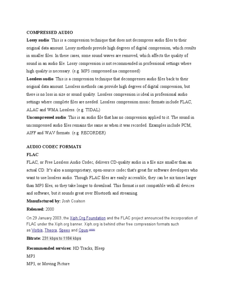 Osh Coalson 2000 On 29 January 2003, The and The FLAC Project Announced The Incorporation of As ...