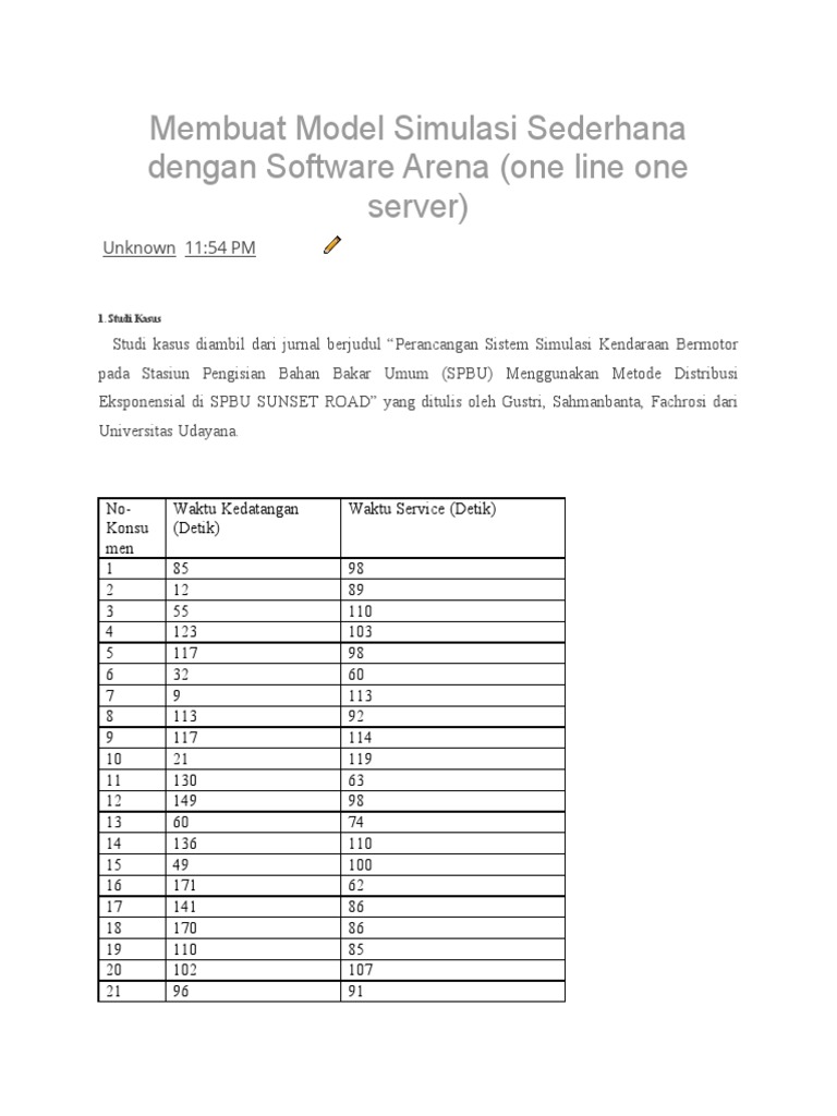 Simulasi SPBU Sederhana dengan Arena | PDF