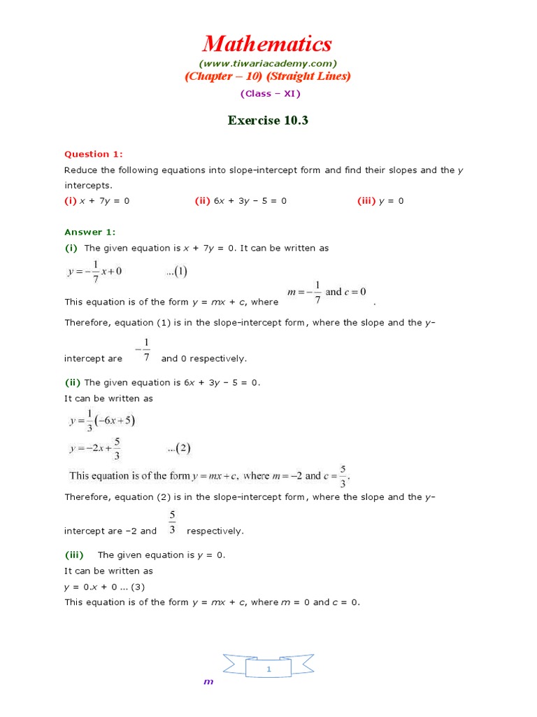 11 Maths NcertSolutions Chapter 10 3 | PDF