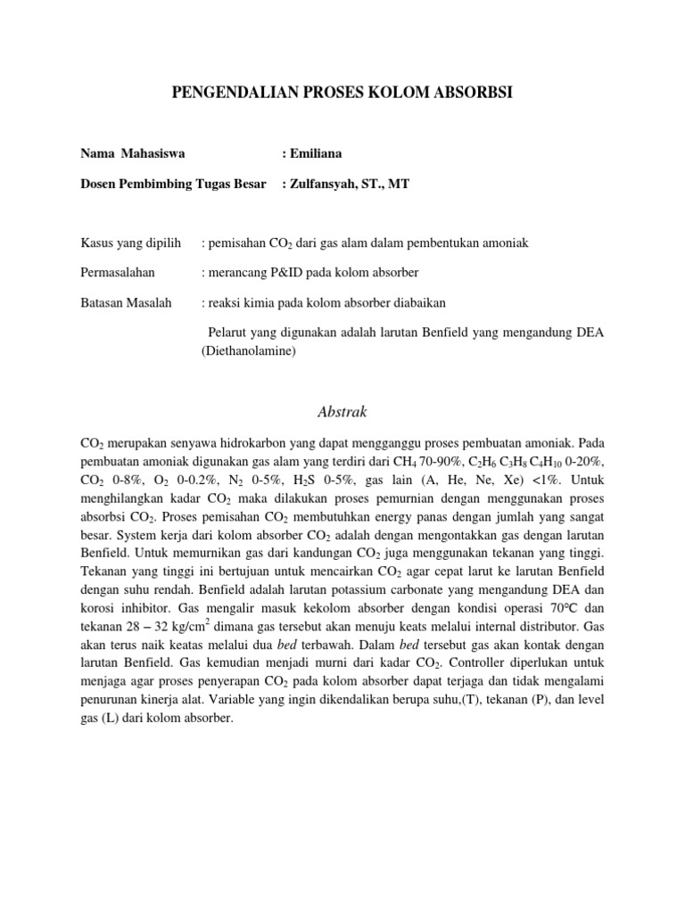 Pengendalian Proses Kolom Absorbsi | PDF