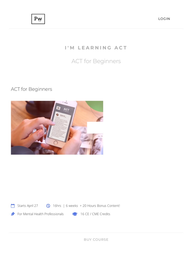 ACT For Beginners With Russ Harris - Psychwire | PDF | Mindfulness ...