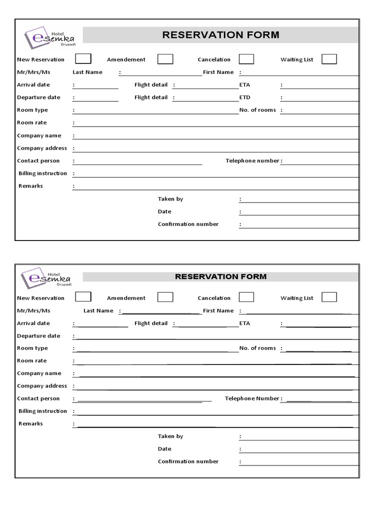 Streamlining Hotel Reservations: A Form to Capture Essential Guest and ...