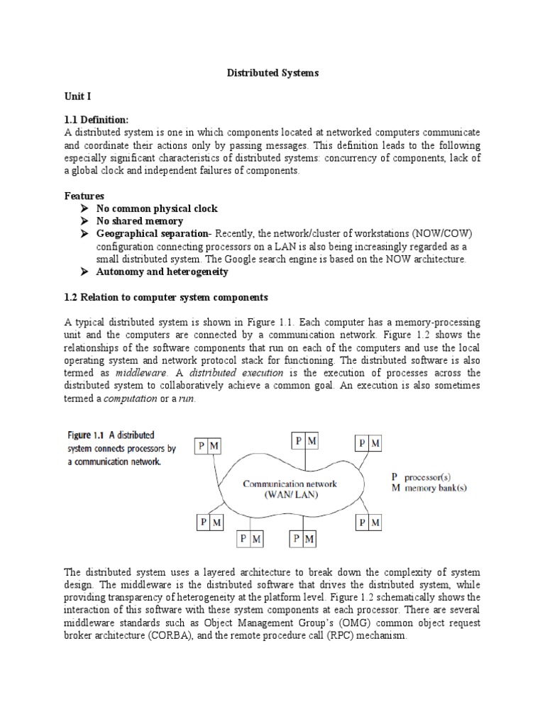 Unit I Chapter 1 Notes Distributed Systems Pdf Parallel Computing Distributed