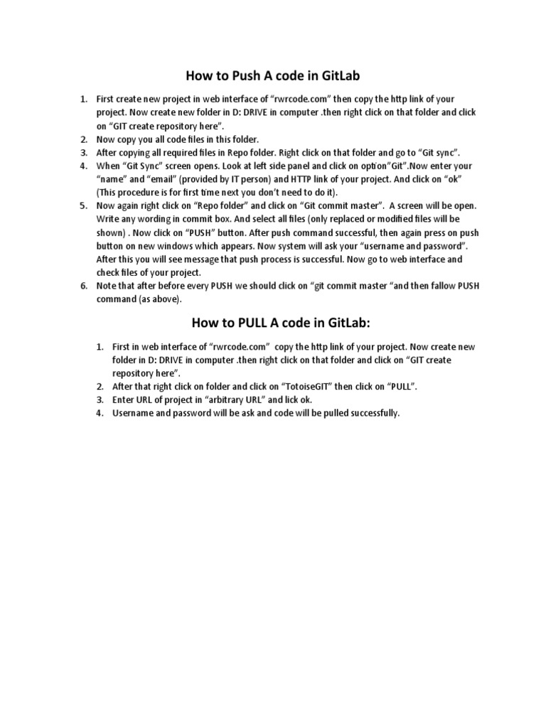 GitLab PULL and PUSH Procedure | PDF