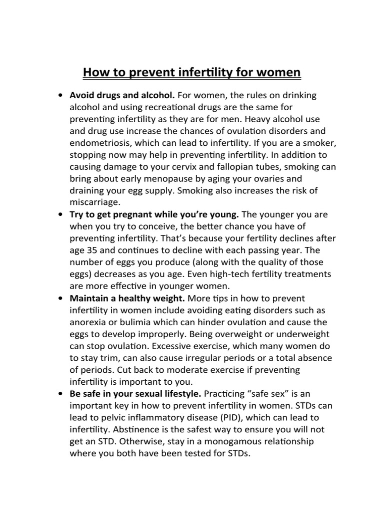 Preventing Infertility: Essential Tips for Women | PDF | Infertility ...