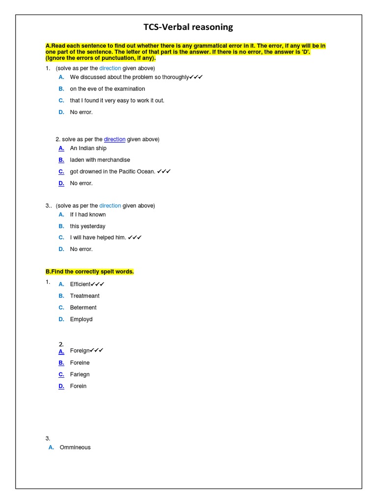 TCS - Verbal Reasoning | PDF | Linguistics | Human Communication