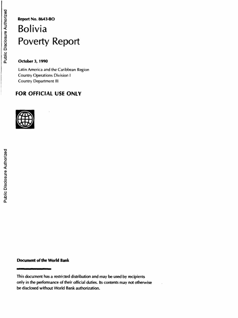 Bolivia Poverty Report 1990 | PDF | Rural Poverty | Poverty