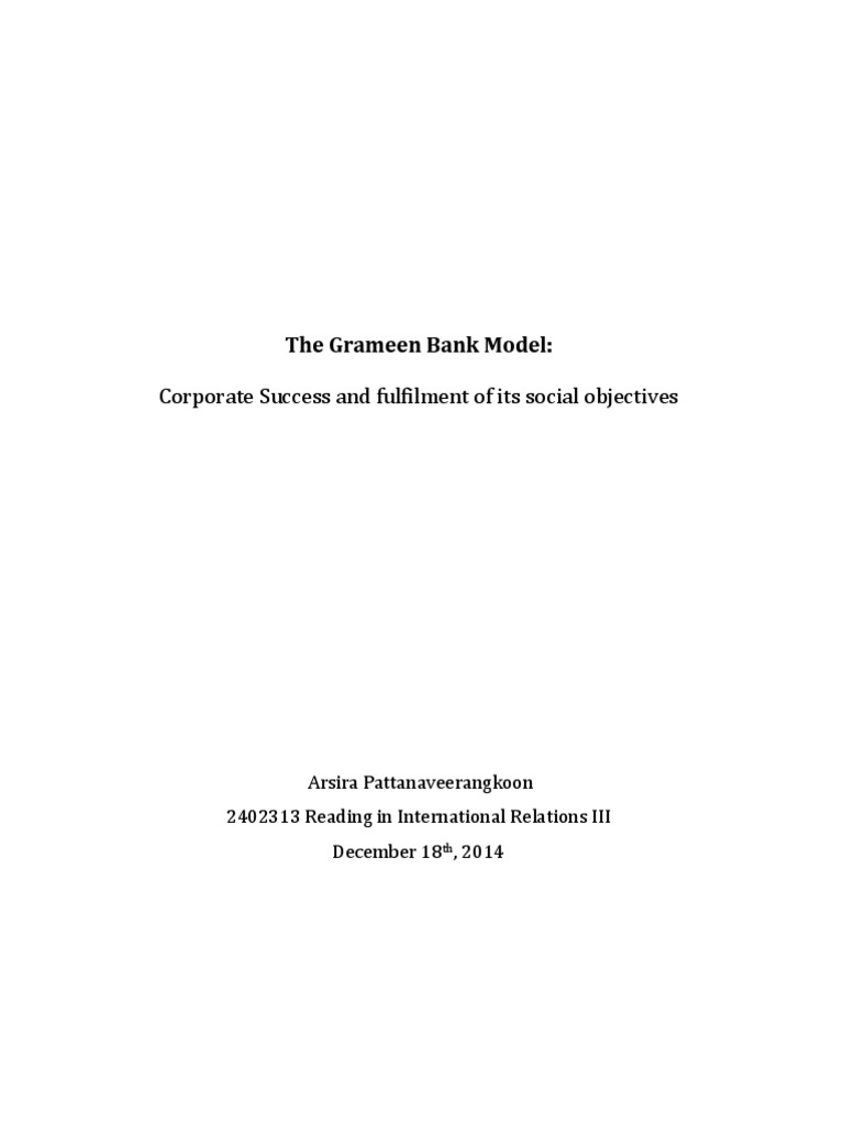 The Grameen Bank Model Corporate Success PDF | PDF | Microcredit ...