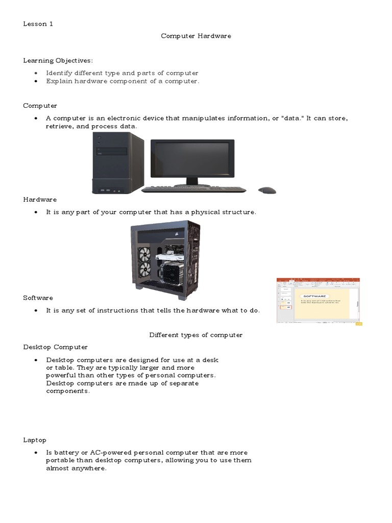 Identify Different Type and Parts of Computer Explain Hardware ...