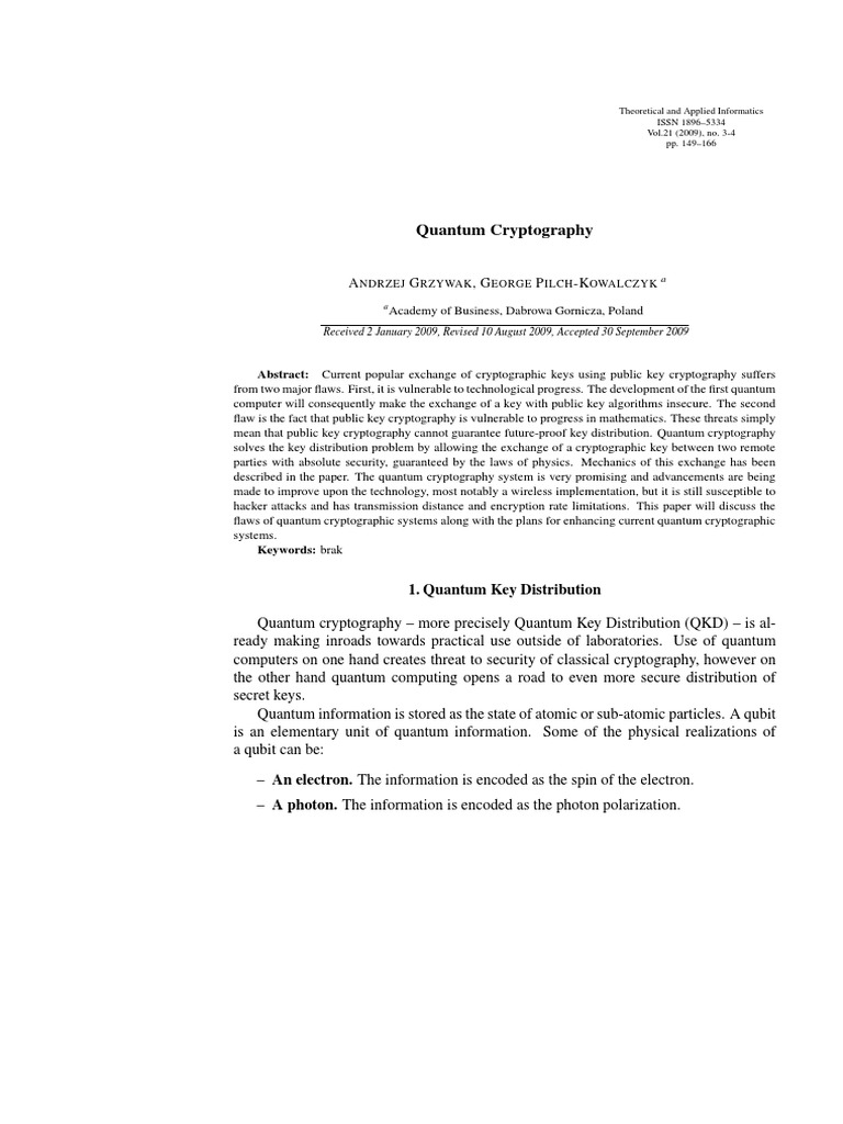 Quantum Cryptography | PDF | Quantum Entanglement | Cryptography