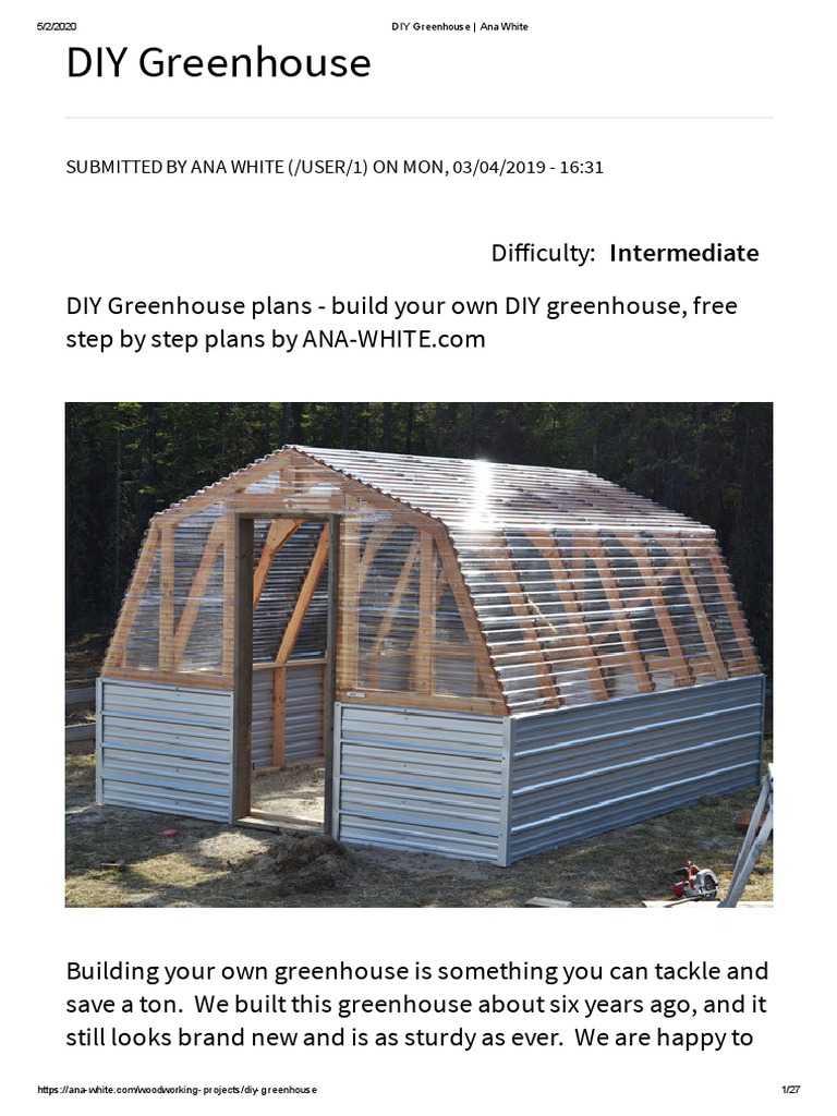 DIY Greenhouse - Ana White | PDF | Lumber | Economic Sectors