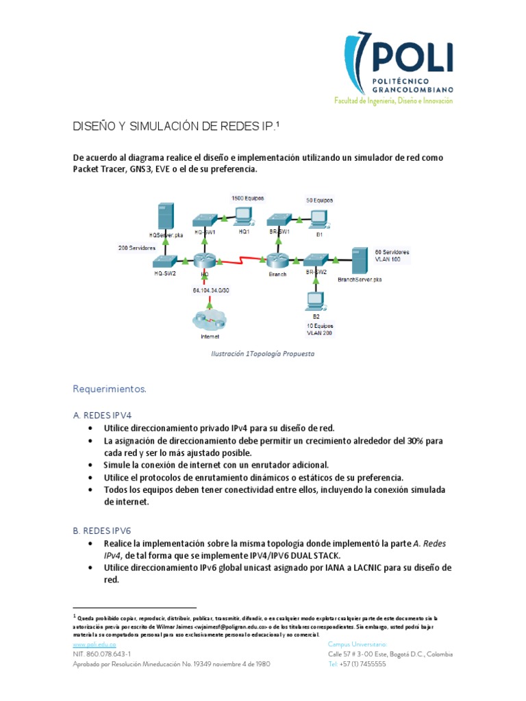 Diseño y Simulación de Redes Ip PDF | PDF | Protocolos de internet | Yo Pv6