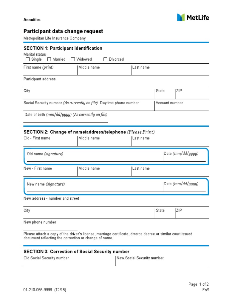 Participant Data Change Request | PDF | Written Communication | Government