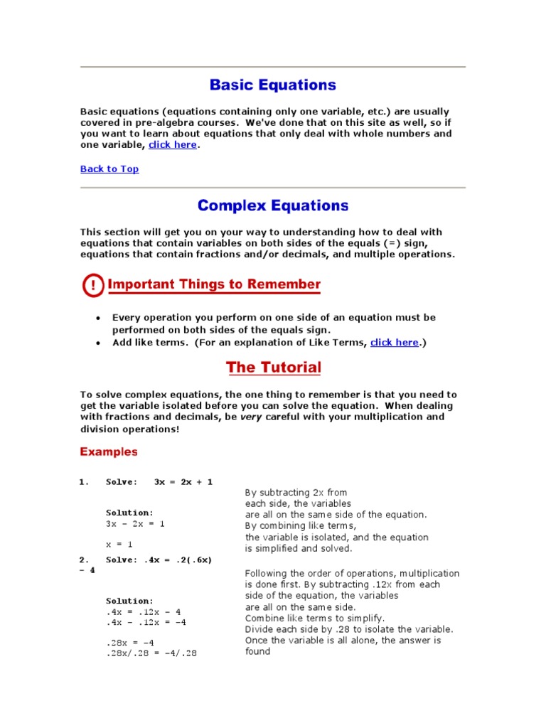 Single Variable Algebra | PDF | Fraction (Mathematics) | Factorization